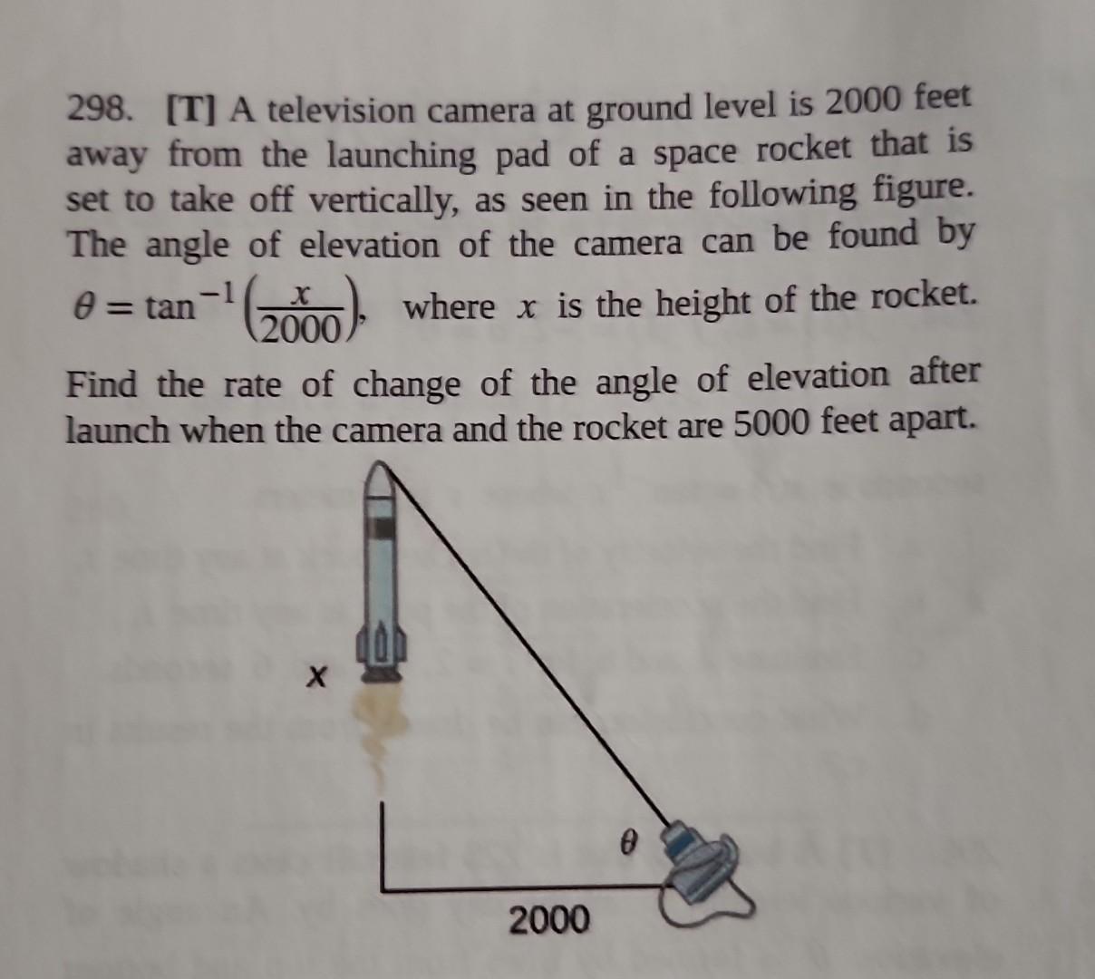 Solved 298. [T] A television camera at ground level is 2000 | Chegg.com