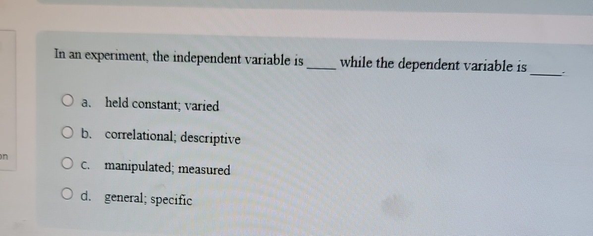 Solved In an experiment, the independent variable is q, | Chegg.com