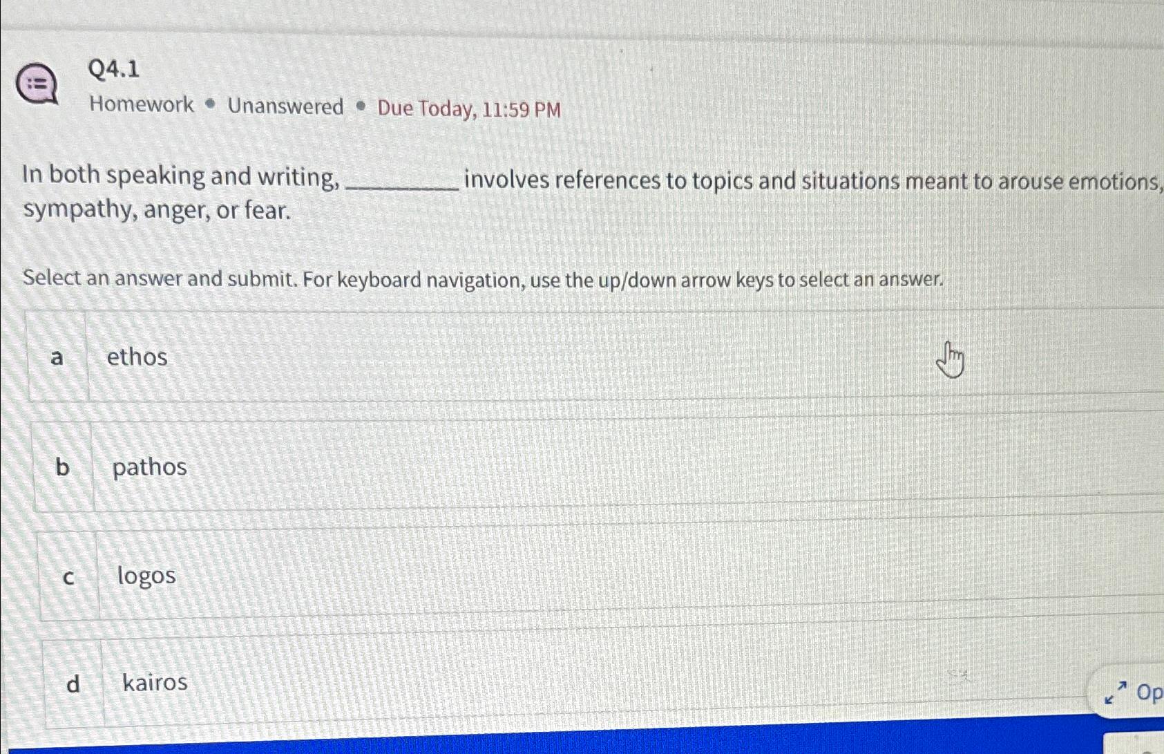 Solved Q4.1Homework - ﻿Unanswered - ﻿Due Today, 11:59 ﻿PMIn | Chegg.com