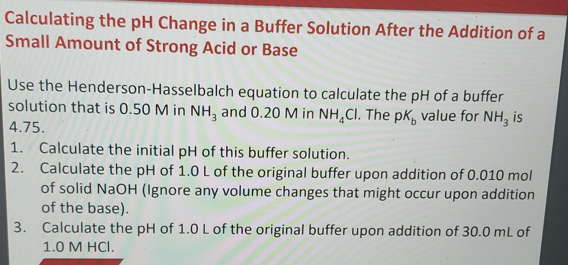 Solved Calculating the \\( \\mathrm{pH} \\) Change in a | Chegg.com