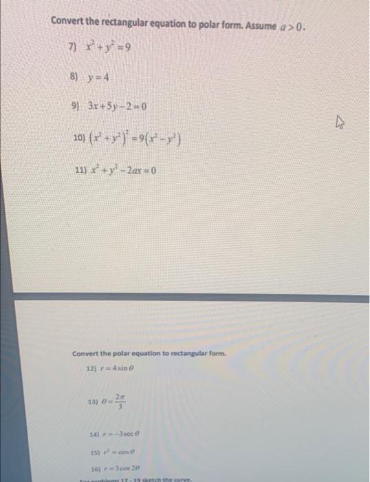 Solved Convert the rectangular equation to polar form. | Chegg.com