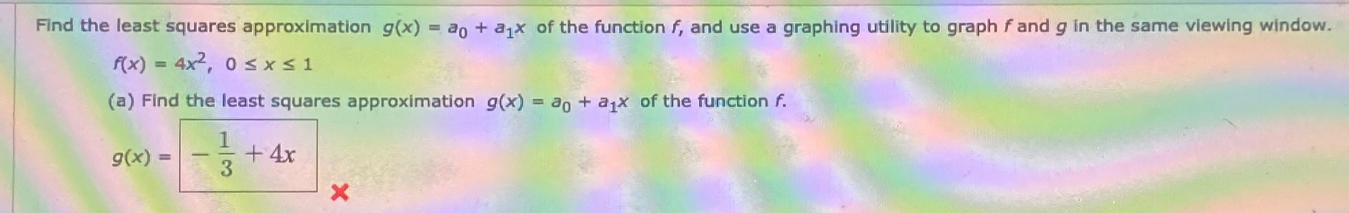 Find the least squares approximation | Chegg.com