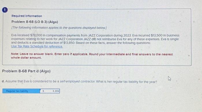 Solved Required Information Problem 8-68 (LO 8-3) (Algo) | Chegg.com
