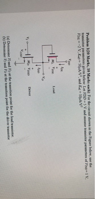 Solved Problem 1(20 Marks, 10 Marks each): For the circuit | Chegg.com