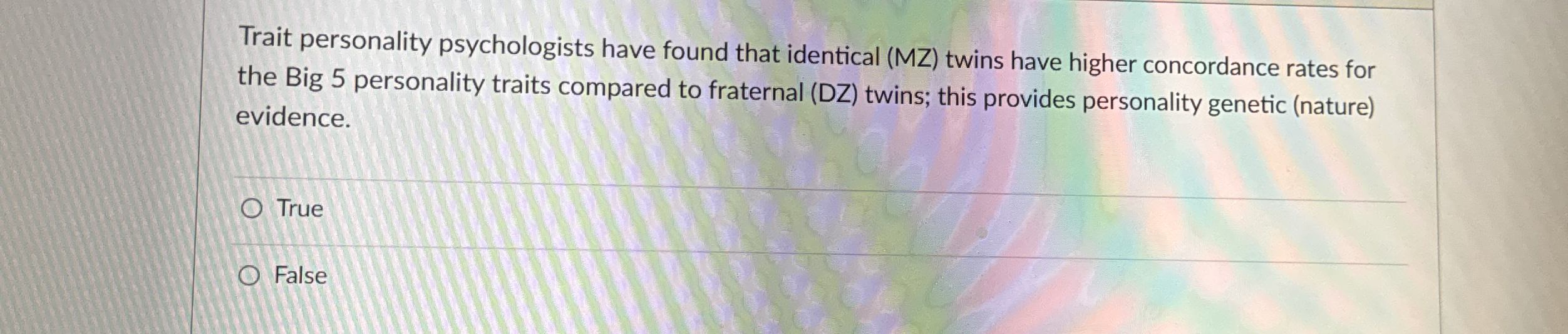 Solved Trait personality psychologists have found that | Chegg.com