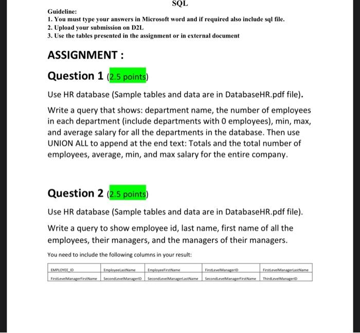 Solved Guideline: 1. You must type your answers in Microsoft | Chegg.com