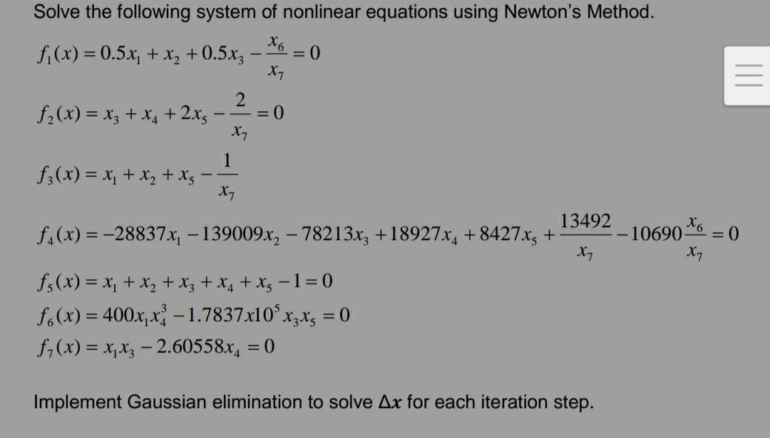Solve The Following System Of Nonlinear Equations