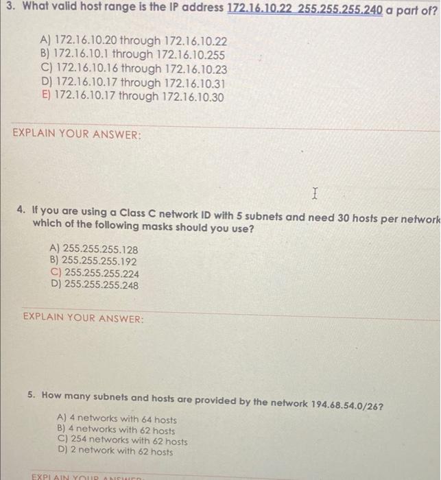 Solved 3. What valid host range is the IP address | Chegg.com