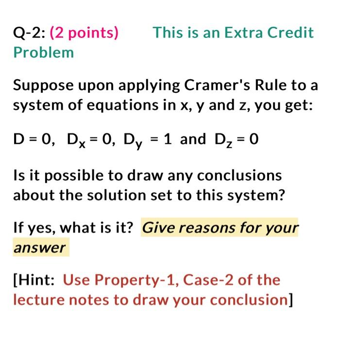 Solved Q-2: (2 points) This is an Extra Credit Problem | Chegg.com