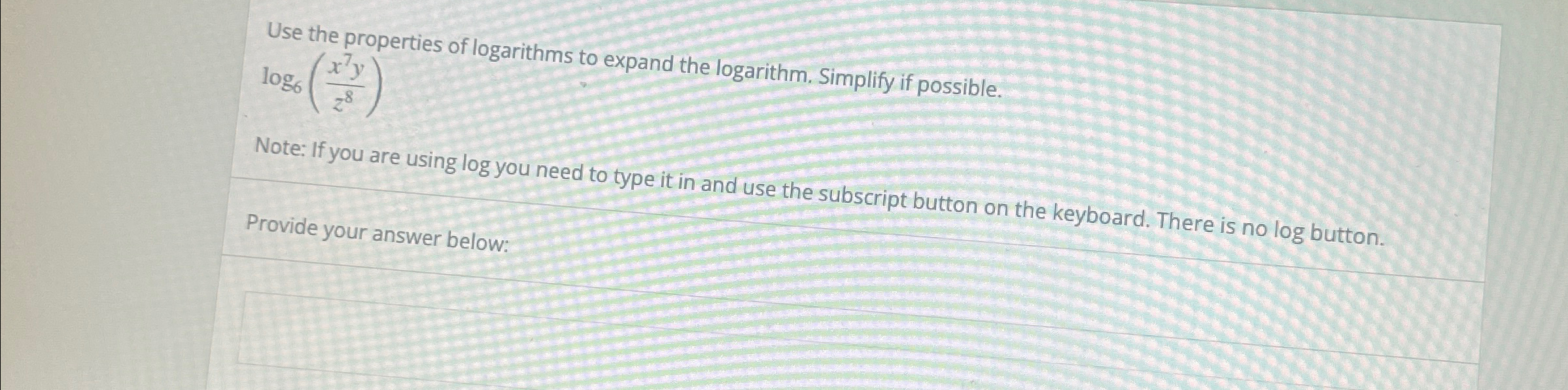 Solved Use the properties of logarithms to expand the | Chegg.com
