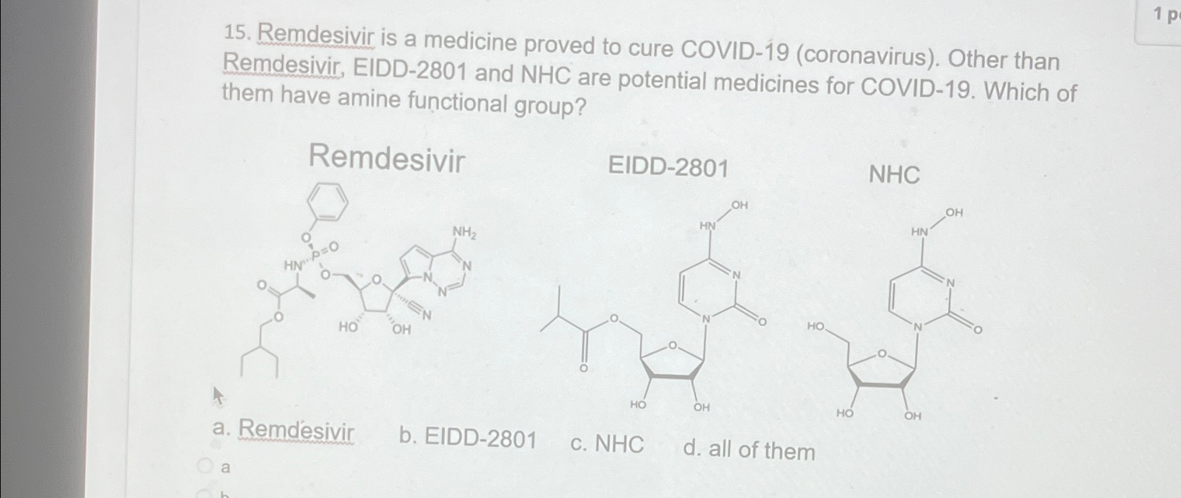 Solved Remdesivir is a medicine proved to cure | Chegg.com