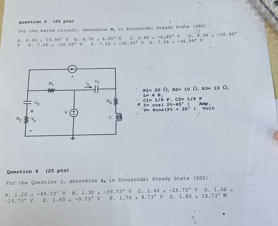 Solved Question 3 (25 ﻿pts)For the below circuit, determine | Chegg.com