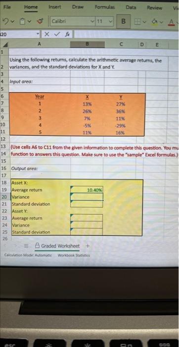 Solved Using the following returns, calculate the arithmetic | Chegg.com