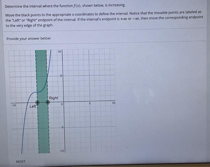 Solved Determine the interval where the function f(x), shown | Chegg.com