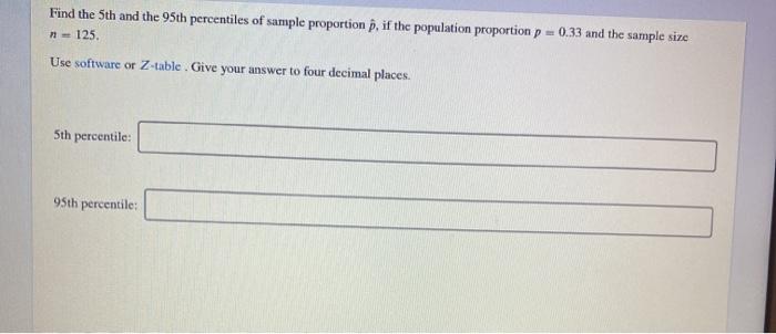 Solved Find the 5th and the 95th percentiles of sample | Chegg.com