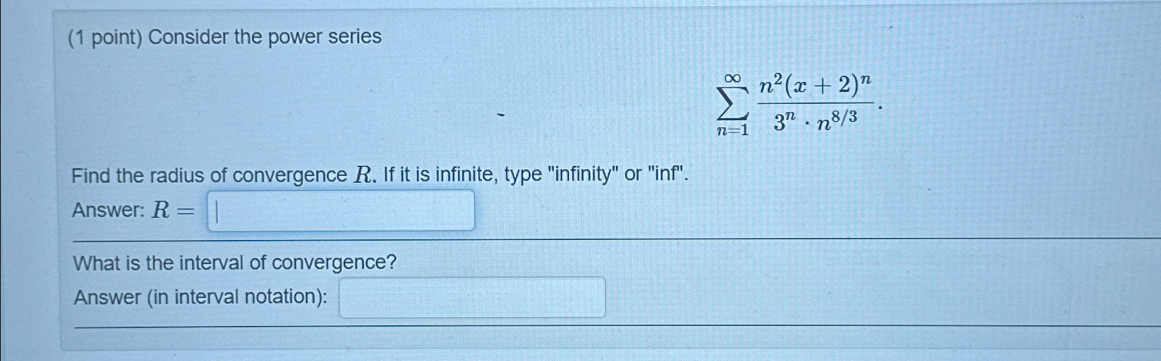 Solved (1 ﻿point) ﻿Consider the power | Chegg.com