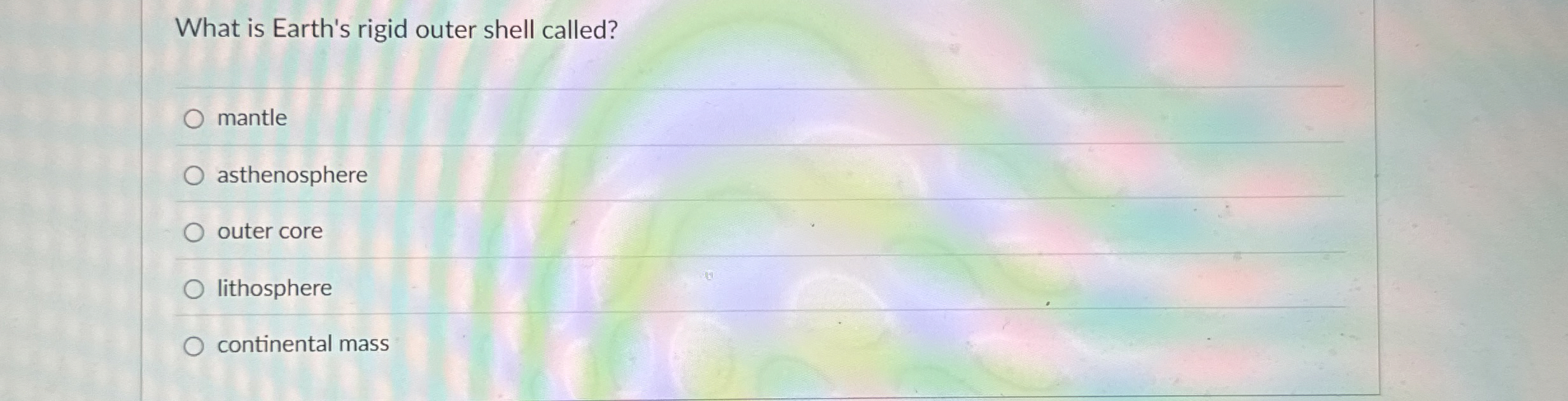 Solved What is Earth's rigid outer shell | Chegg.com