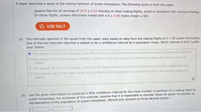 Solved paper describes a study of the mating behavior of | Chegg.com