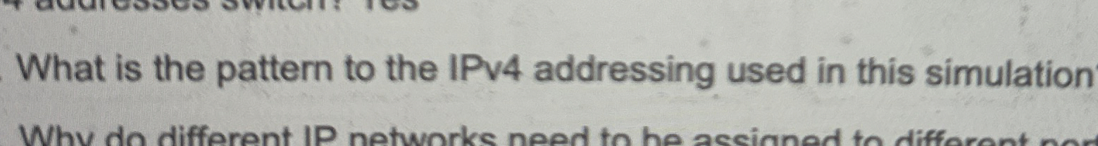 Solved What is the pattern to the IPv4 ﻿addressing used in | Chegg.com