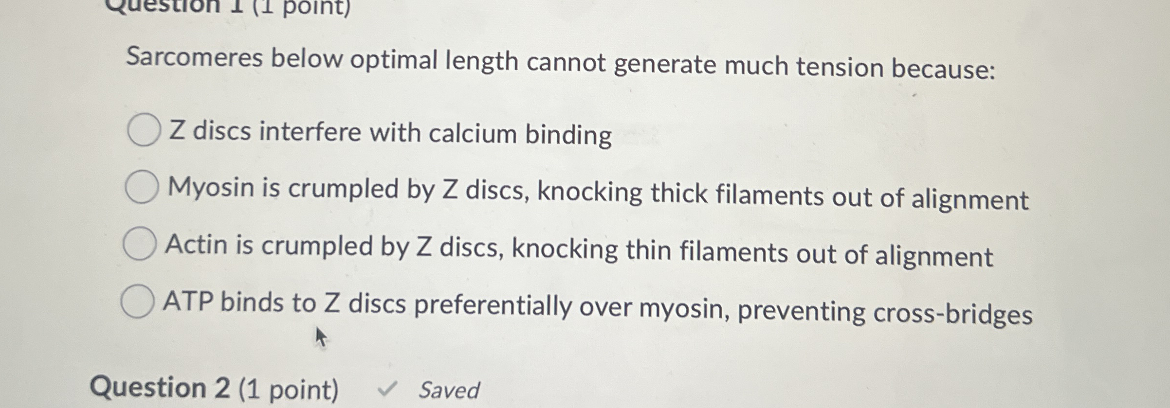 Solved Sarcomeres below optimal length cannot generate much | Chegg.com