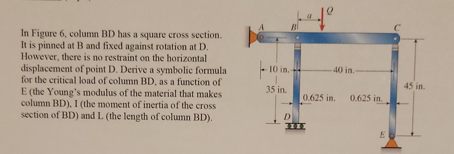 Solved A BI C 10 in. In Figure 6, column BD has a square | Chegg.com