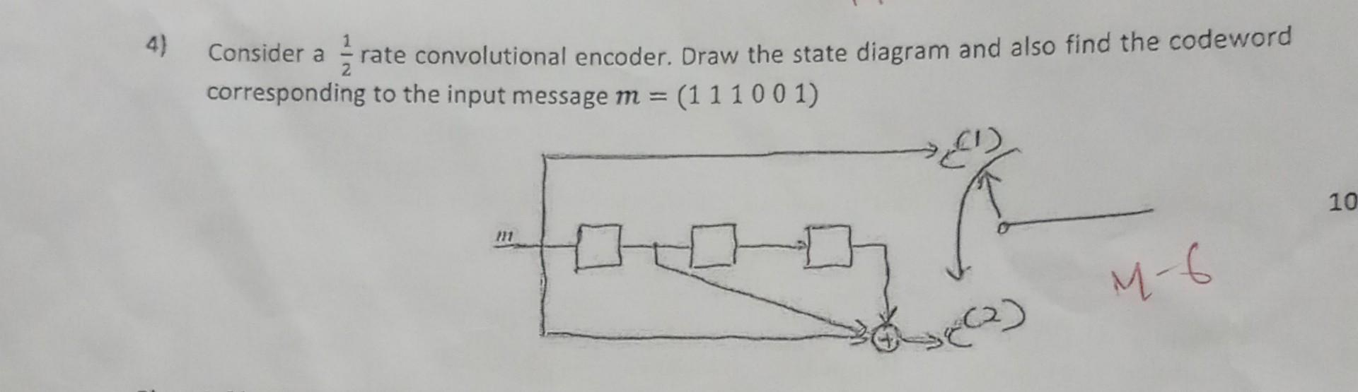 Solved Q4: For the given convolutional encoder a) Draw state | Chegg.com