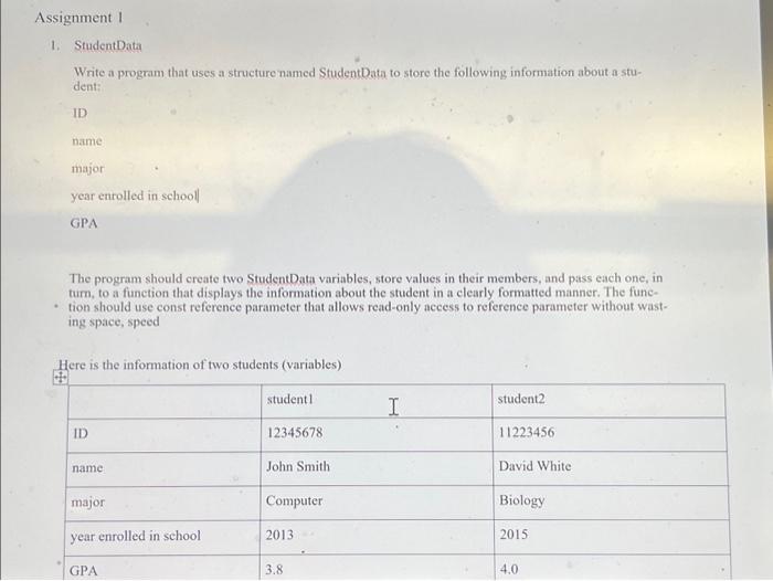 Solved StudentData Using C++ Write a program that uses a | Chegg.com
