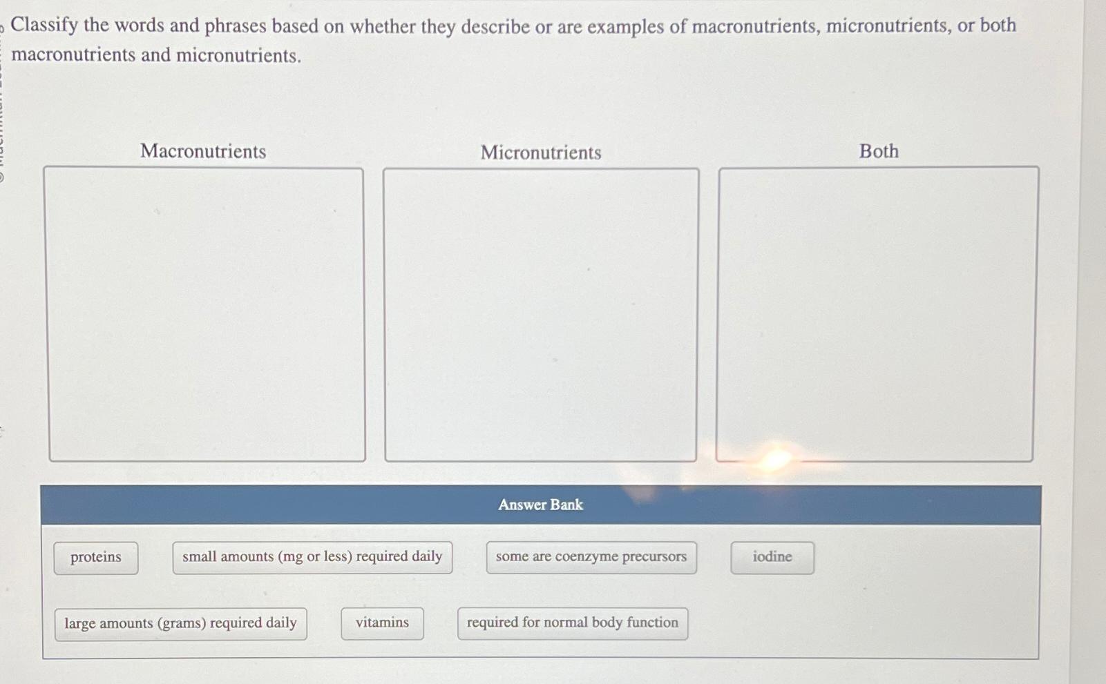 Solved Classify the words and phrases based on whether they | Chegg.com