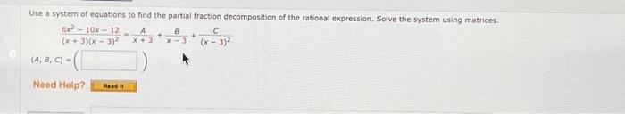 Use a system of equations to find the partial | Chegg.com