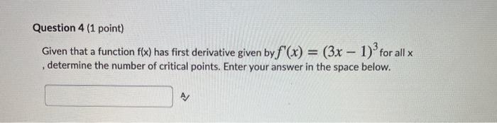 Solved Question 4 (1 point) Given that a function f(x) has | Chegg.com