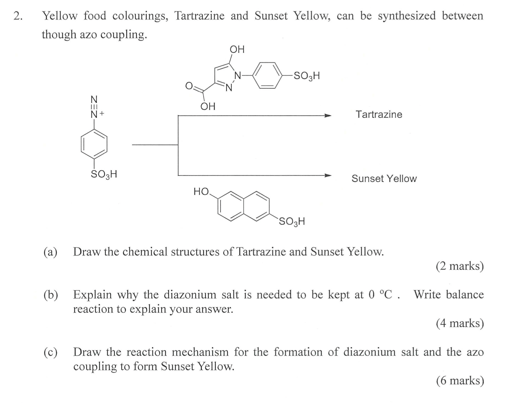 Solved Yellow food colourings, Tartrazine and Sunset Yellow, | Chegg.com