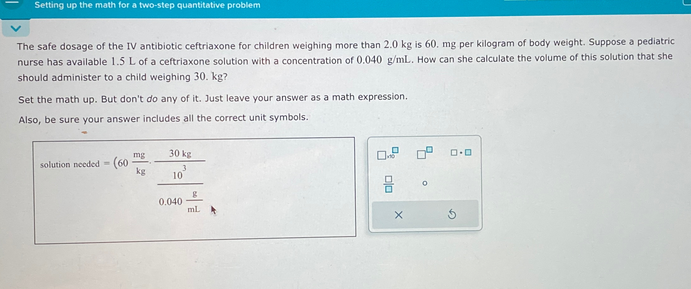Solved Setting up the math for a two-step quantitative | Chegg.com