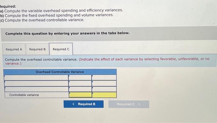 Solved Required: (a) Compute the variable overhead spending | Chegg.com