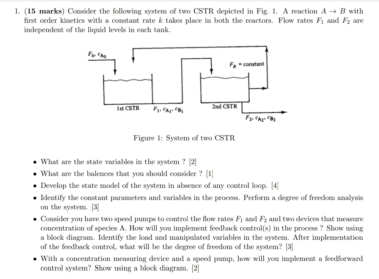 Solved Consider the following system of two CSTR depicted in | Chegg.com