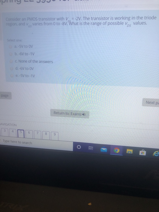Solved Og JJJ Consider an PMOS transistor with V. = -2V. The | Chegg.com