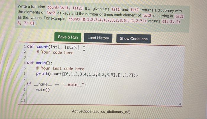 Solved Write a function count(Isti, Ist2) that given lists | Chegg.com