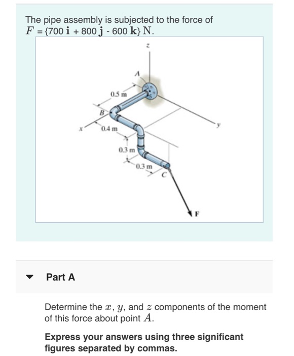 Solved The pipe assembly is subjected to the force of F = | Chegg.com