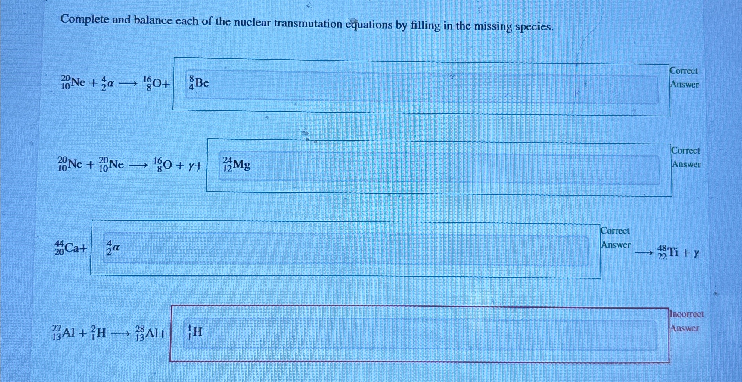 Solved Complete and balance each of the nuclear | Chegg.com