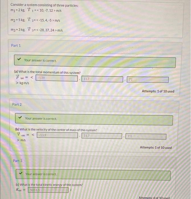 Consider a system consisting of three particles: m1 = | Chegg.com