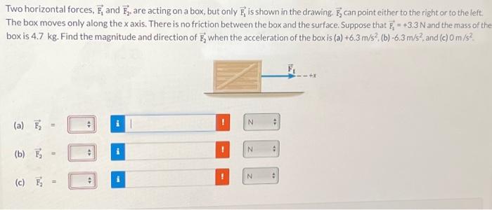 Solved Two horizontal forces, F1 and F2, are acting on a | Chegg.com