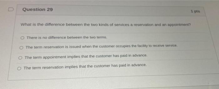 Solved Question 29 1 pts What is the difference between the | Chegg.com