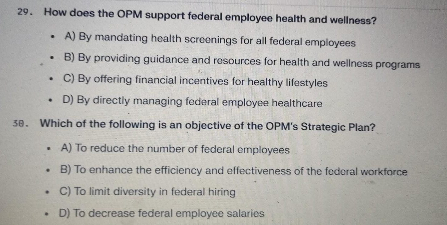 Solved How does the OPM support federal employee health and | Chegg.com