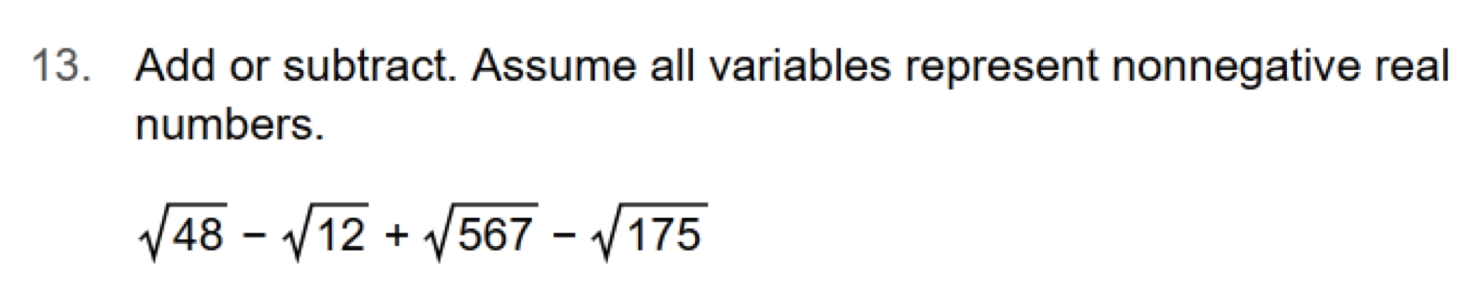Solved Add or subtract. Assume all variables represent | Chegg.com