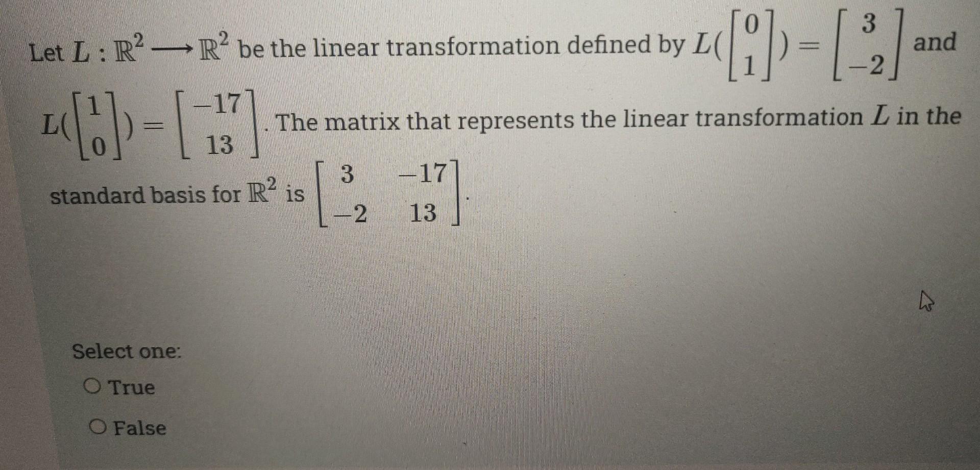 Solved 3 Let L : R2 Rº be the linear transformation defined | Chegg.com