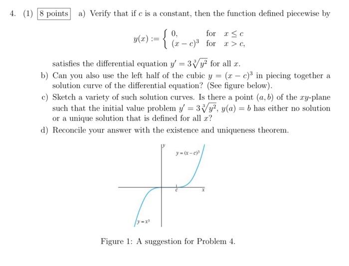 Solved a) Verify that if c is a constant, then the function | Chegg.com