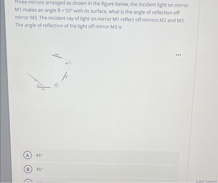 Solved Three mirrors arranged as shown in the figure below, | Chegg.com