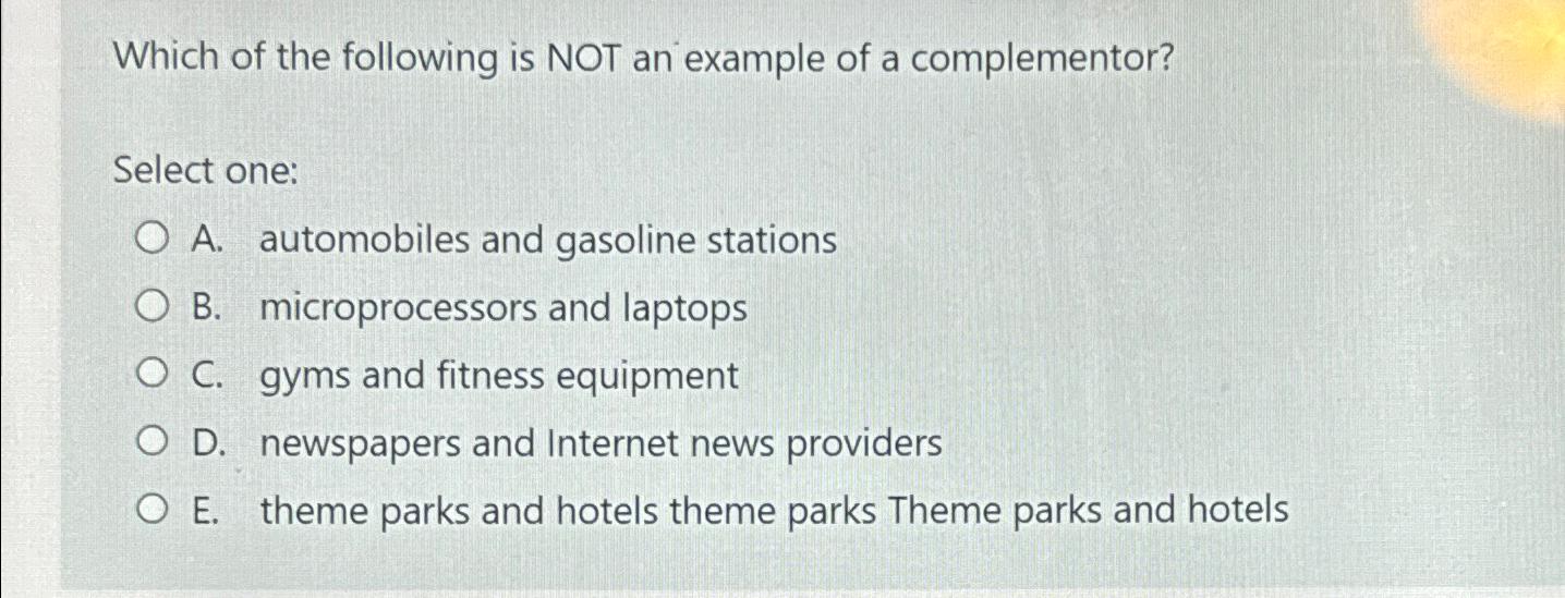 Solved Which of the following is NOT an example of a | Chegg.com