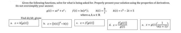 Solved Given the following functions, solve for what is | Chegg.com