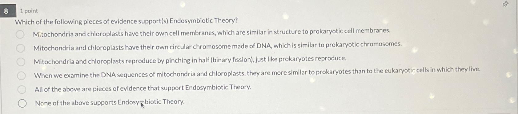 Solved 81 ﻿pointWhich of the following pieces of evidence | Chegg.com
