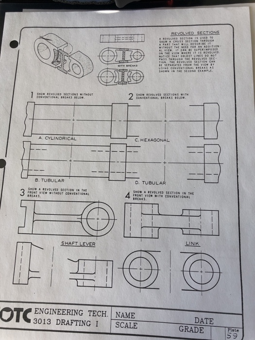Solved REVOLVED SECTIONS W A CROSS SECTION THROUGH THE VIEW | Chegg.com